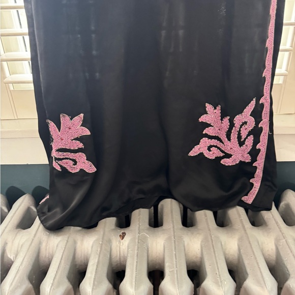 Saja | Dresses | Vintage Sajeda Kaftan Caftan Dress Black Satin Pink ...
